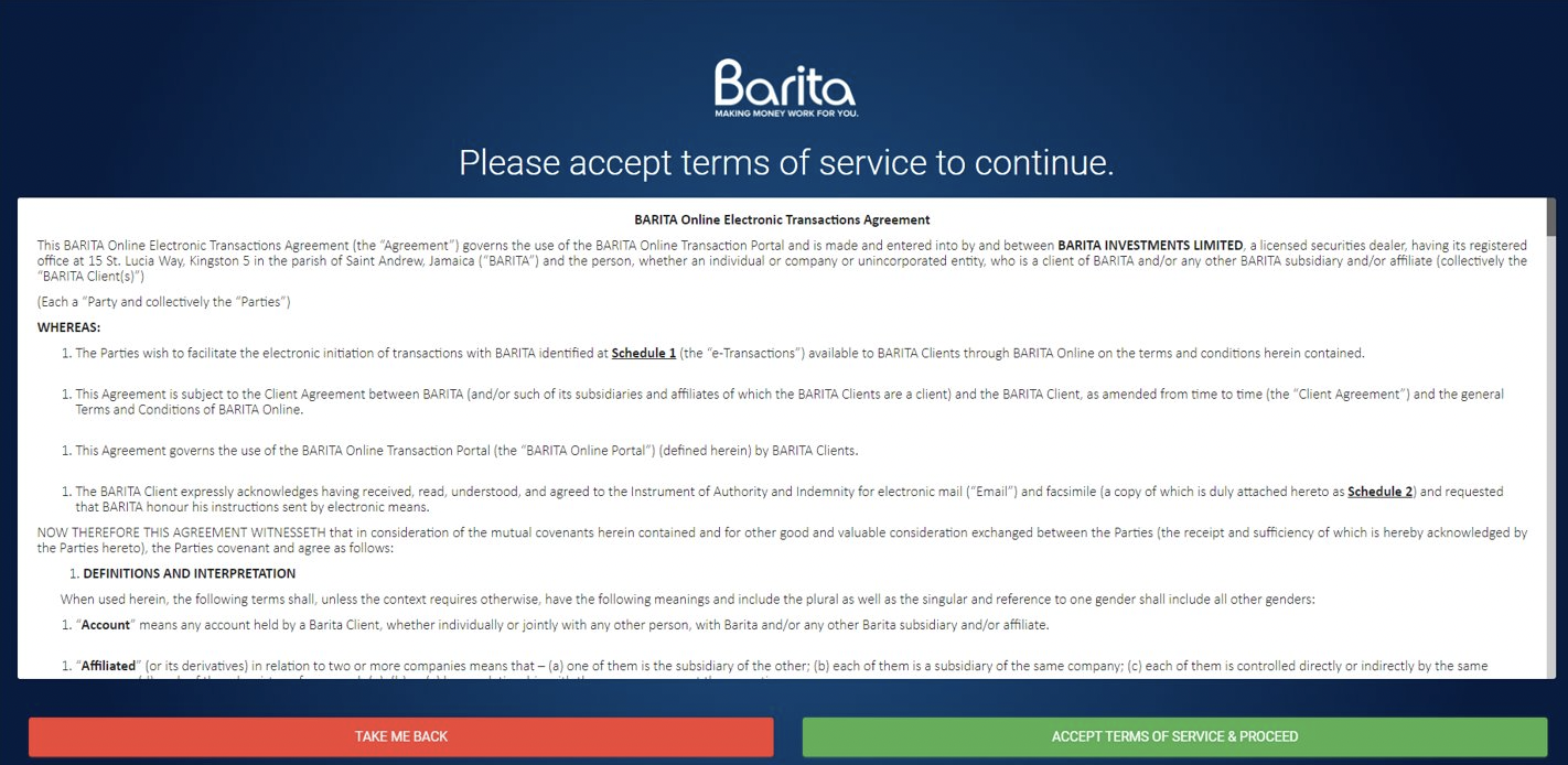 How do I log into Barita Online as an existing user?